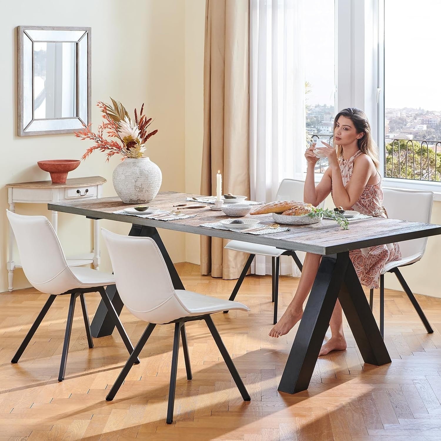 PU Leather Dining Chairs Set of 2 4 6 High Back Modern Upholstered Overstock