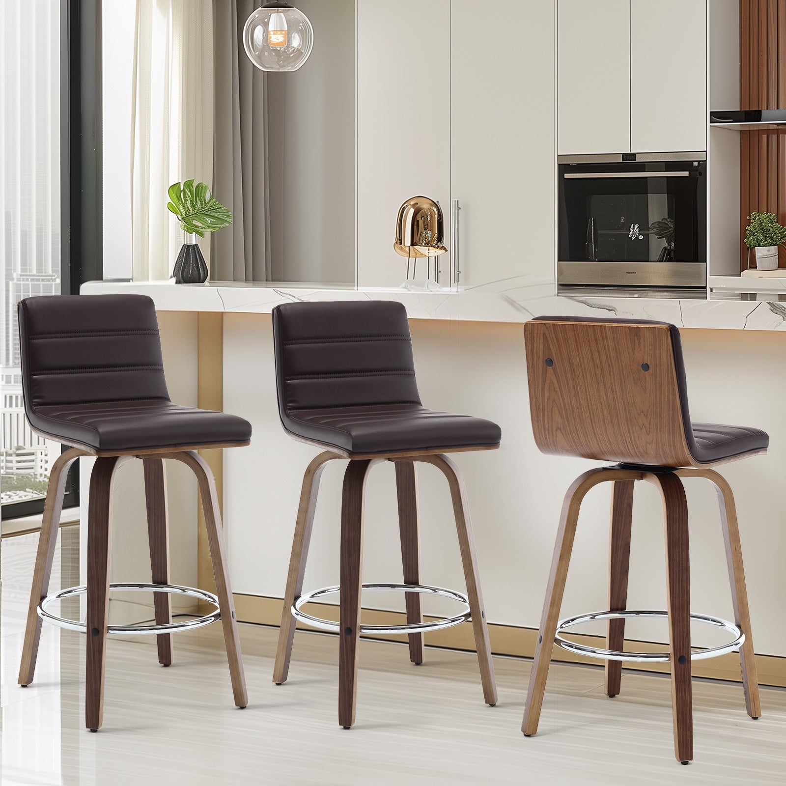 Faux leather bar stools set of 3 store