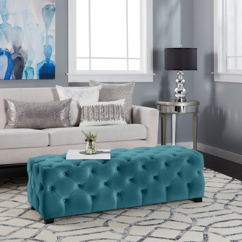 Piper Glam Tufted Velvet Ottoman Bench by Christopher Knight Home Overstock