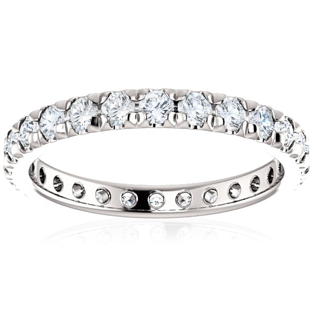 Pompeii3 14k White Gold 1Ct TDW Diamond Eternity Wedding Ring Lab Grow