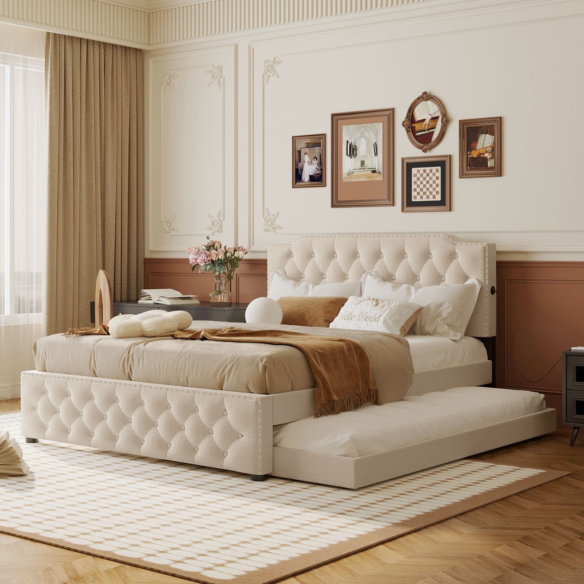 Queen size platform bed with trundle store