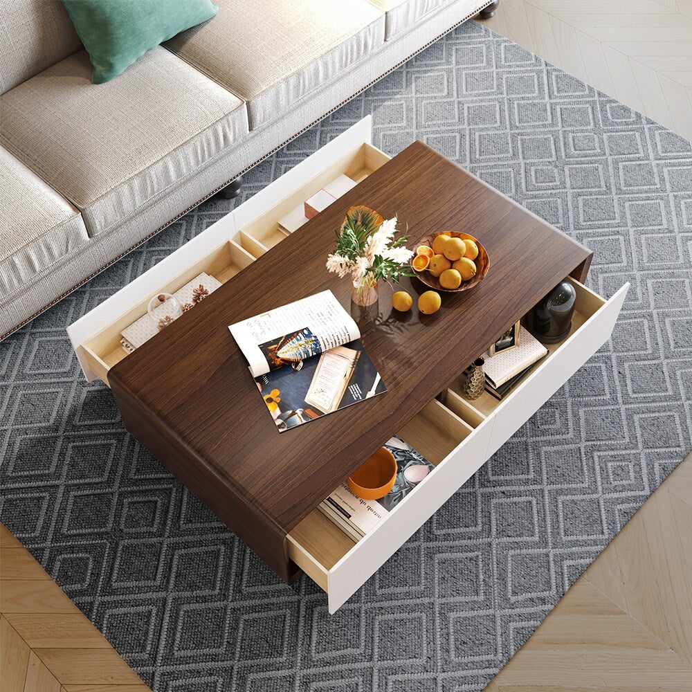 Rectangular Coffee Table Wood Coffee Table With Storage 4 Solid Wood
