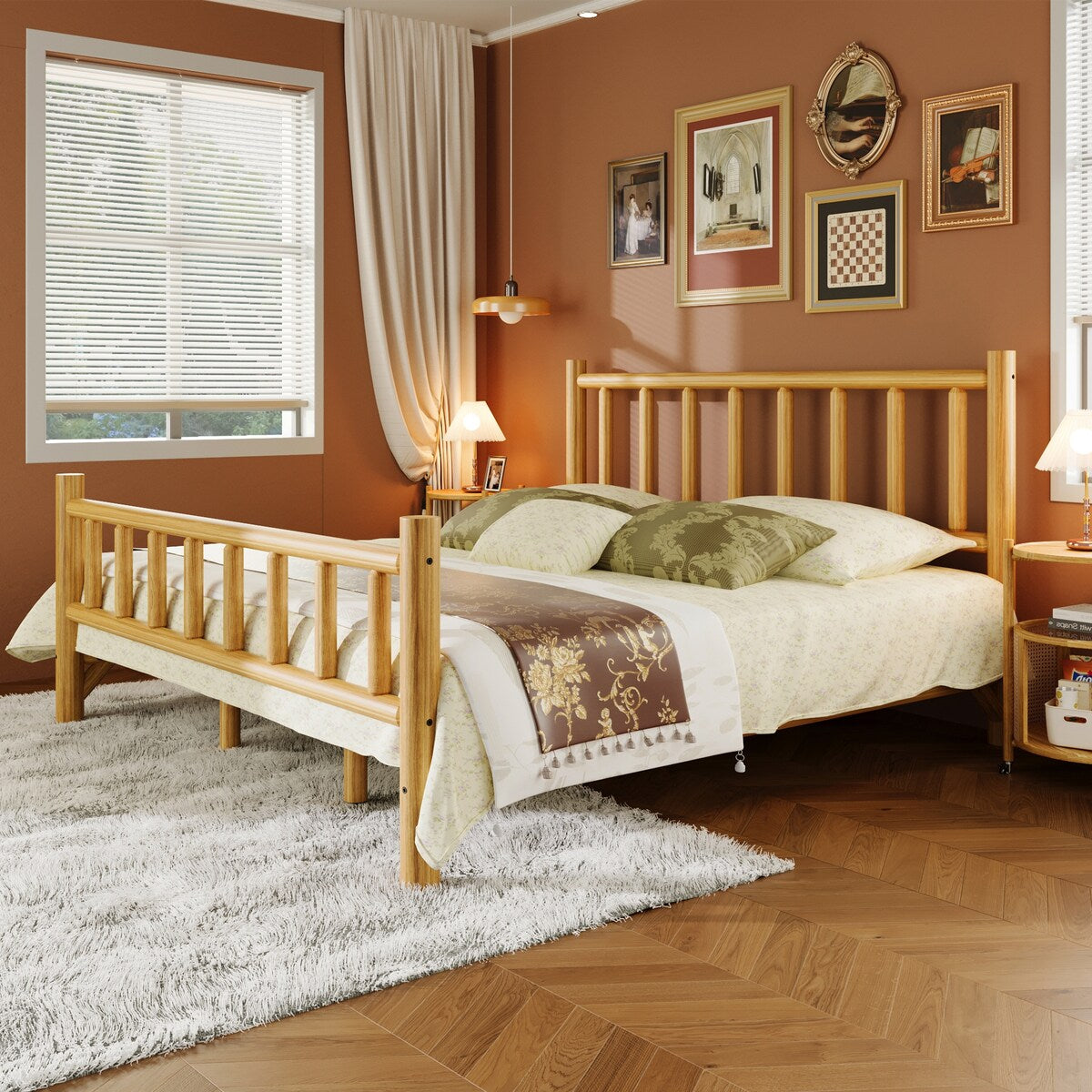 Rustic King Bed Frame Platform Bed Overstock