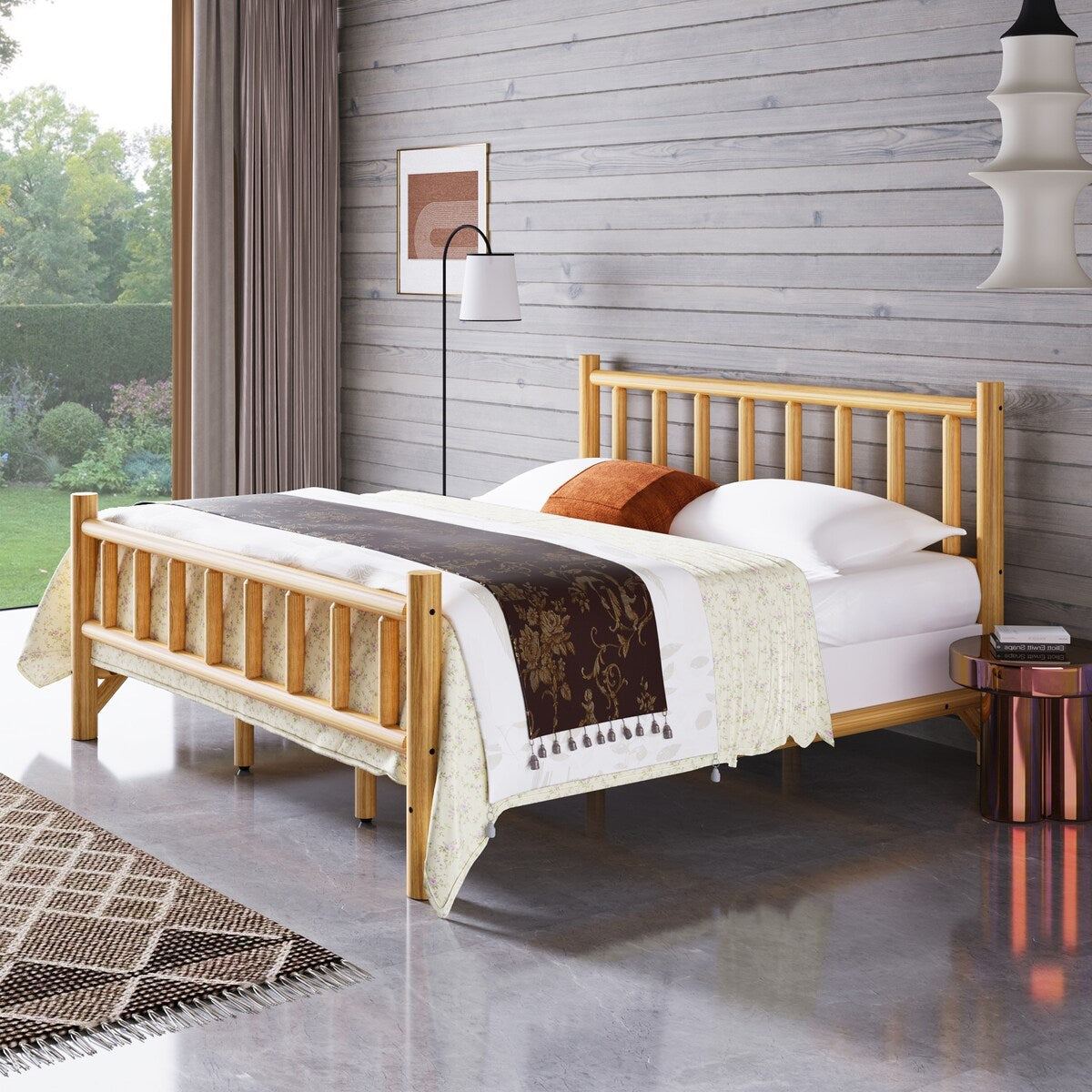 Rustic King Bed Frame Platform Bed Natural