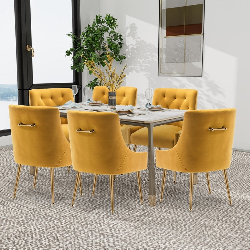 Gold velvet dining room chairs store
