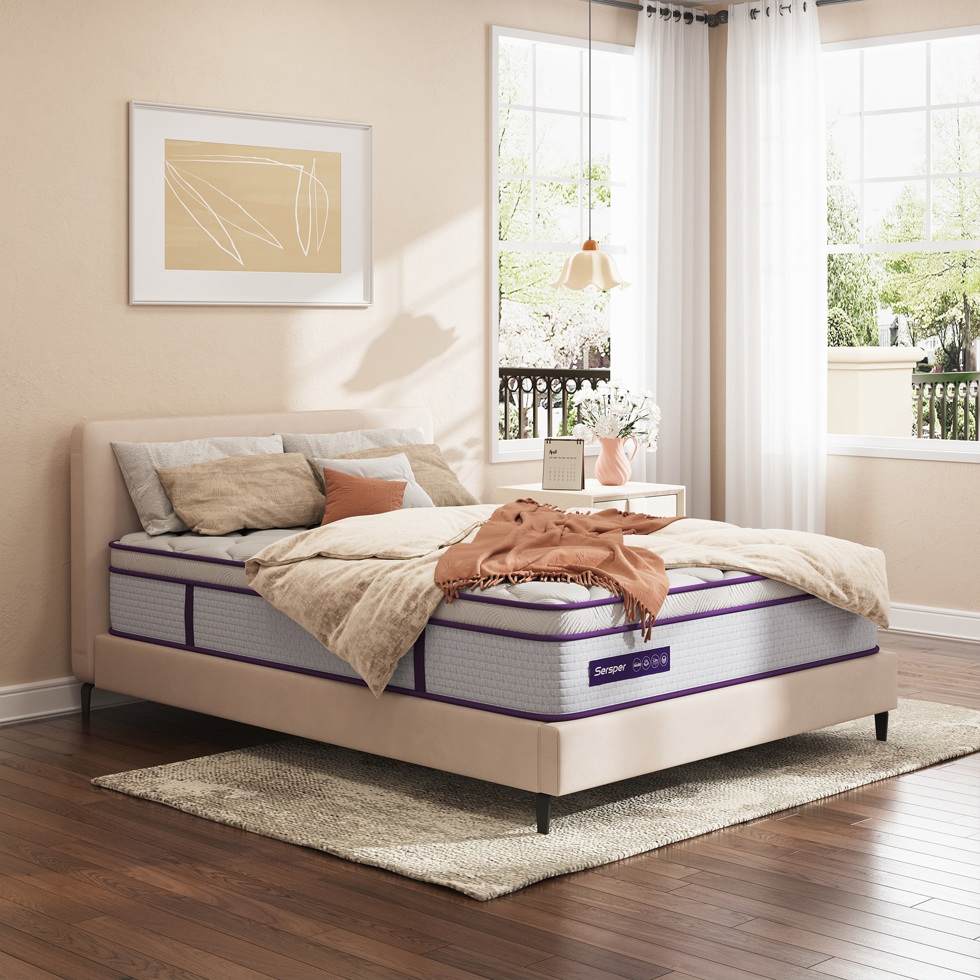 Sersper 12 Inch Hybrid Mattress with Memory Foam Heavier Coils Erg Overstock