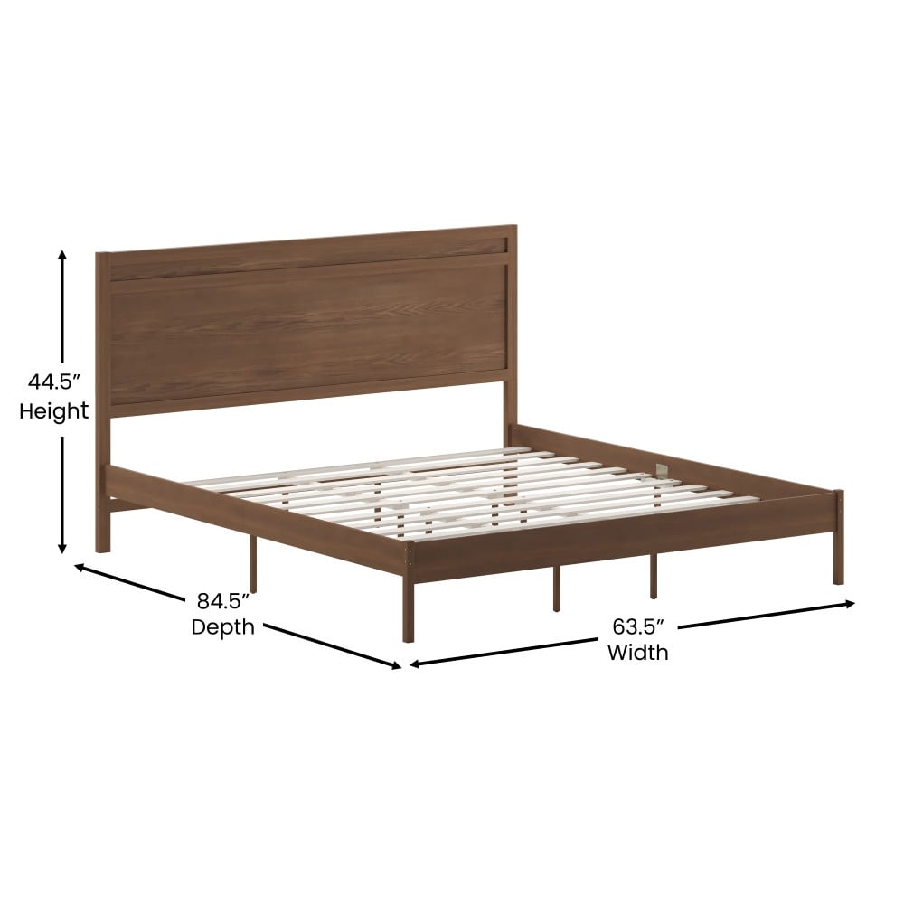 Solid Wood Platform Bed with Headboard and Wooden Slats Overstock