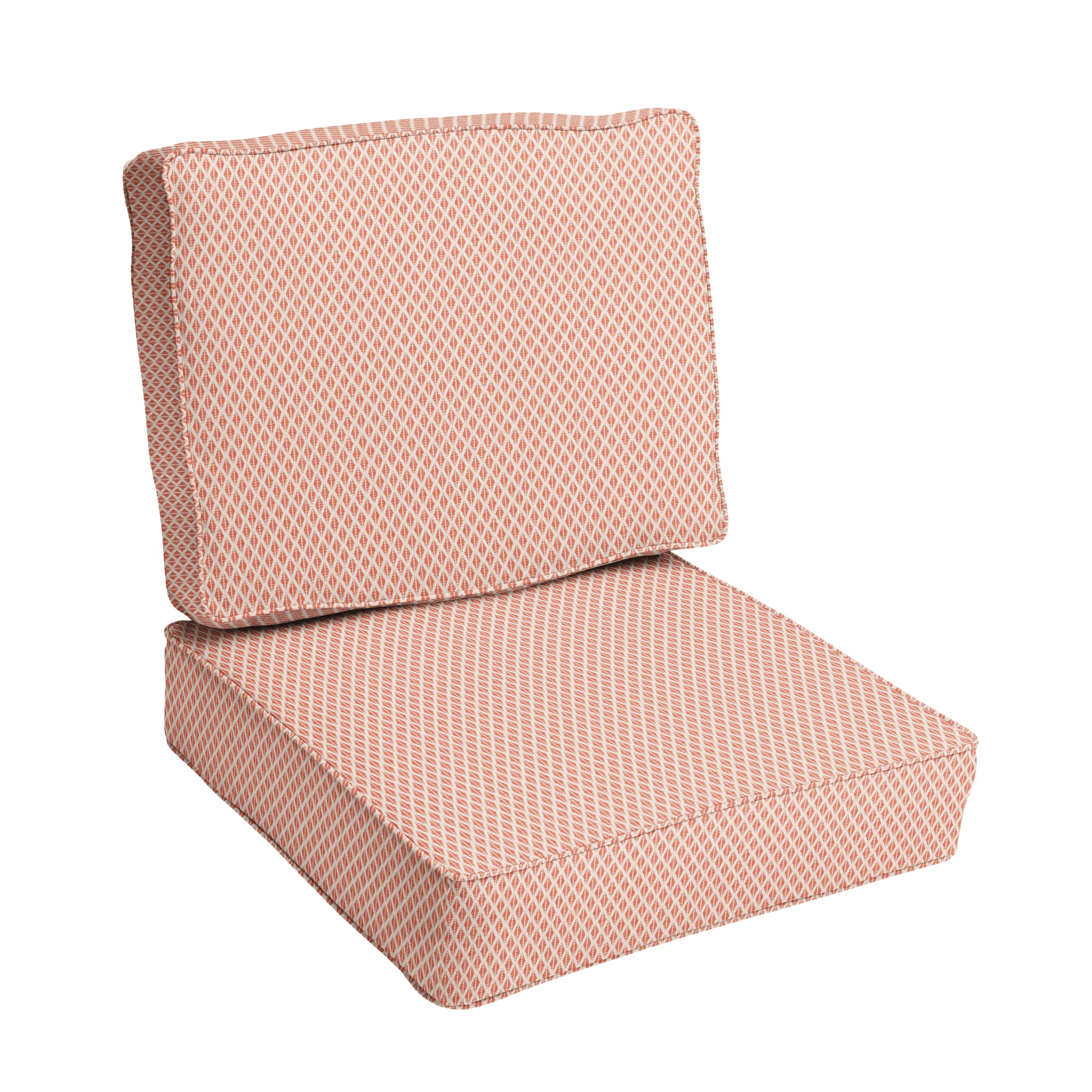 Sorra Home Sunbrella Outdoor Corded Deep Seating Cushion Set 22.5 in W x 22.5 in D x 5 in H Detail Persimmon
