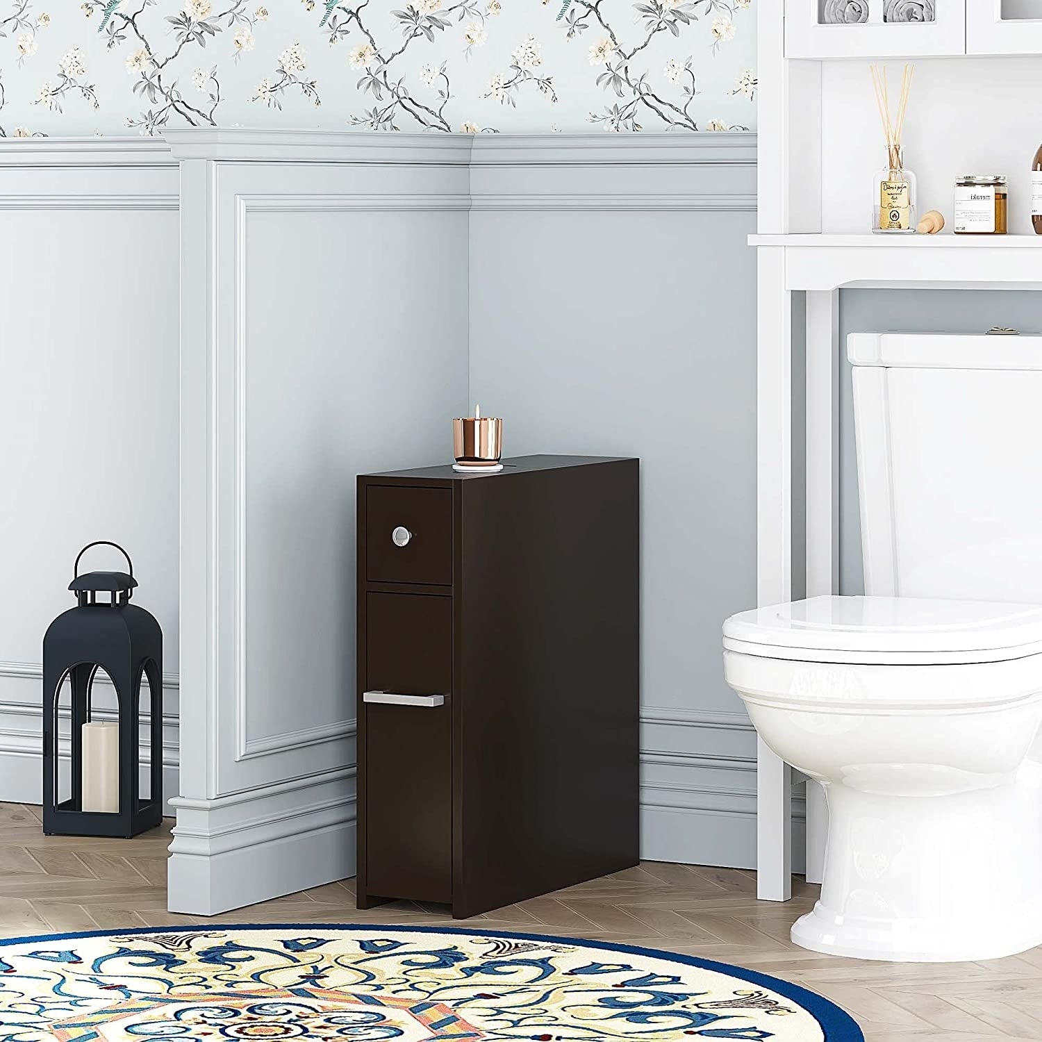 Spirich home slim bathroom storage cabinet free standing toilet paper holder store