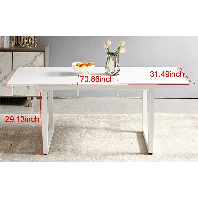 Square Extendable Dining Table with metal leg Modern Space Saving Kit