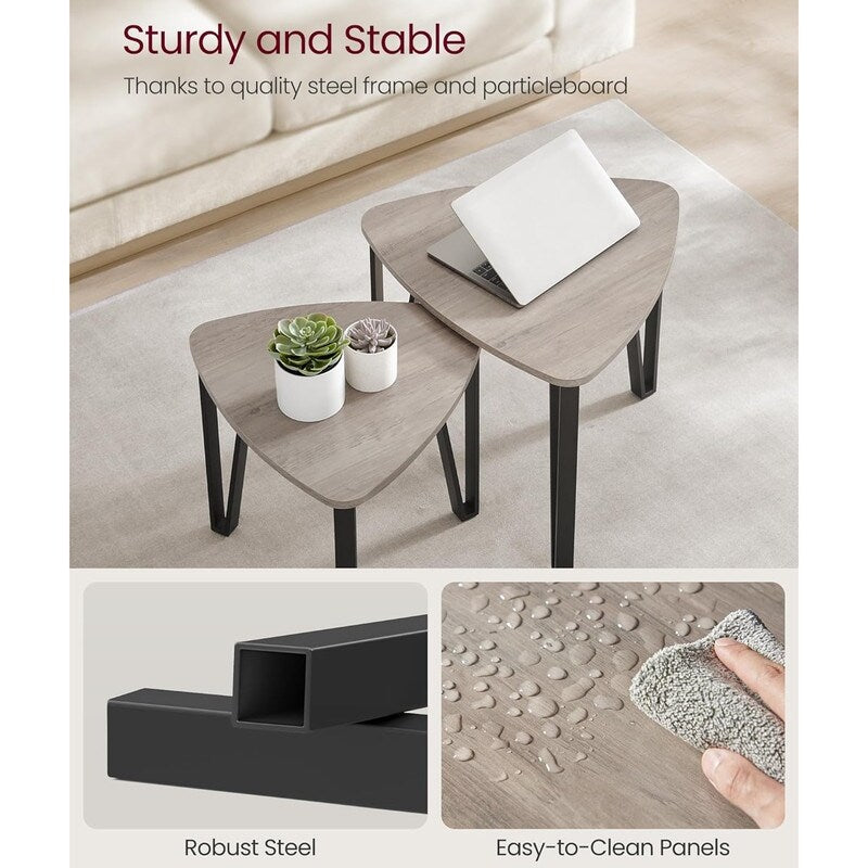 Stacking Side Coffee Tables Heather Greige and Black End Tables 8 x Overstock