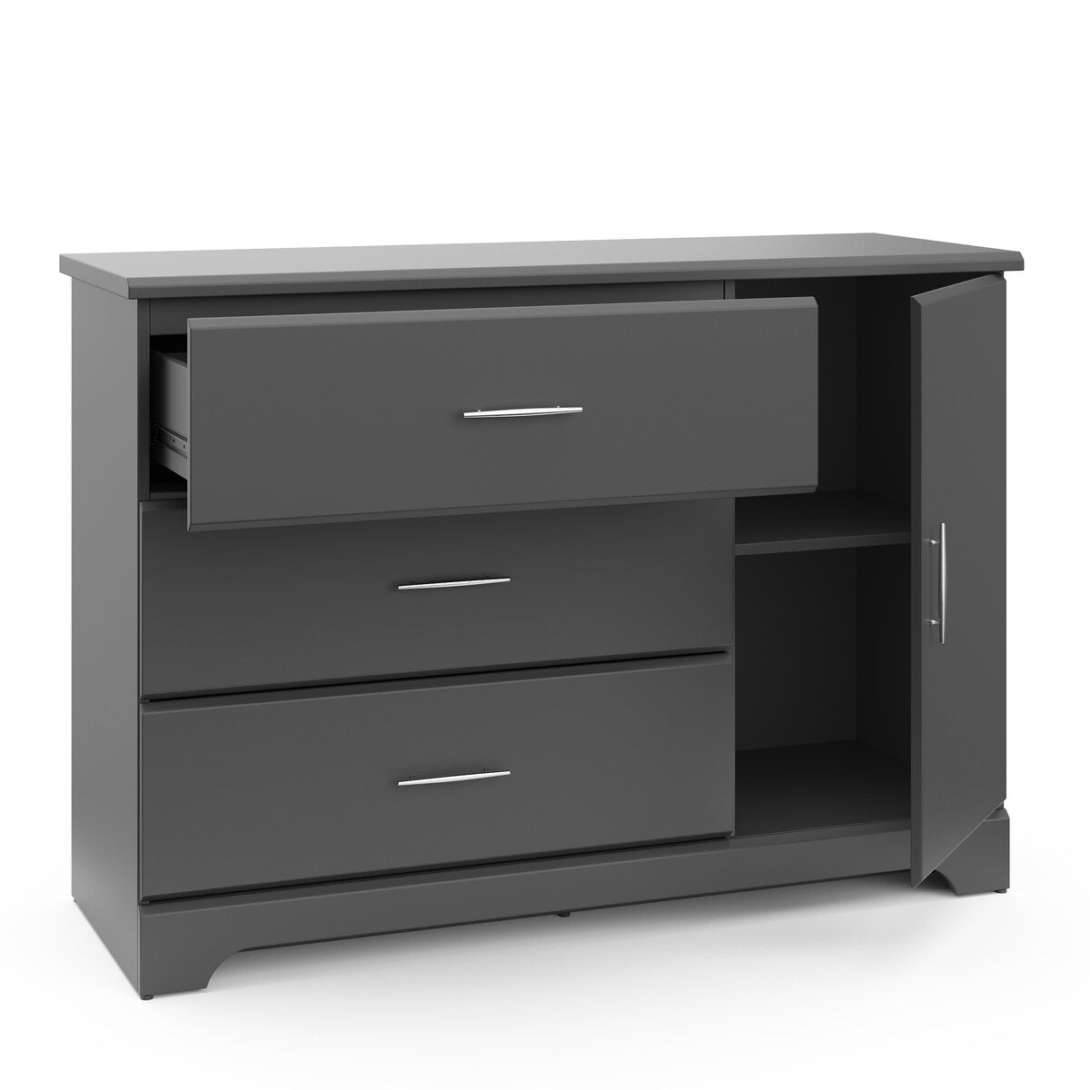 Storkcraft Brookside 3 Drawer Combo Dresser 3 Spacious Drawers Cabinet with 2 Concealed Shelves
