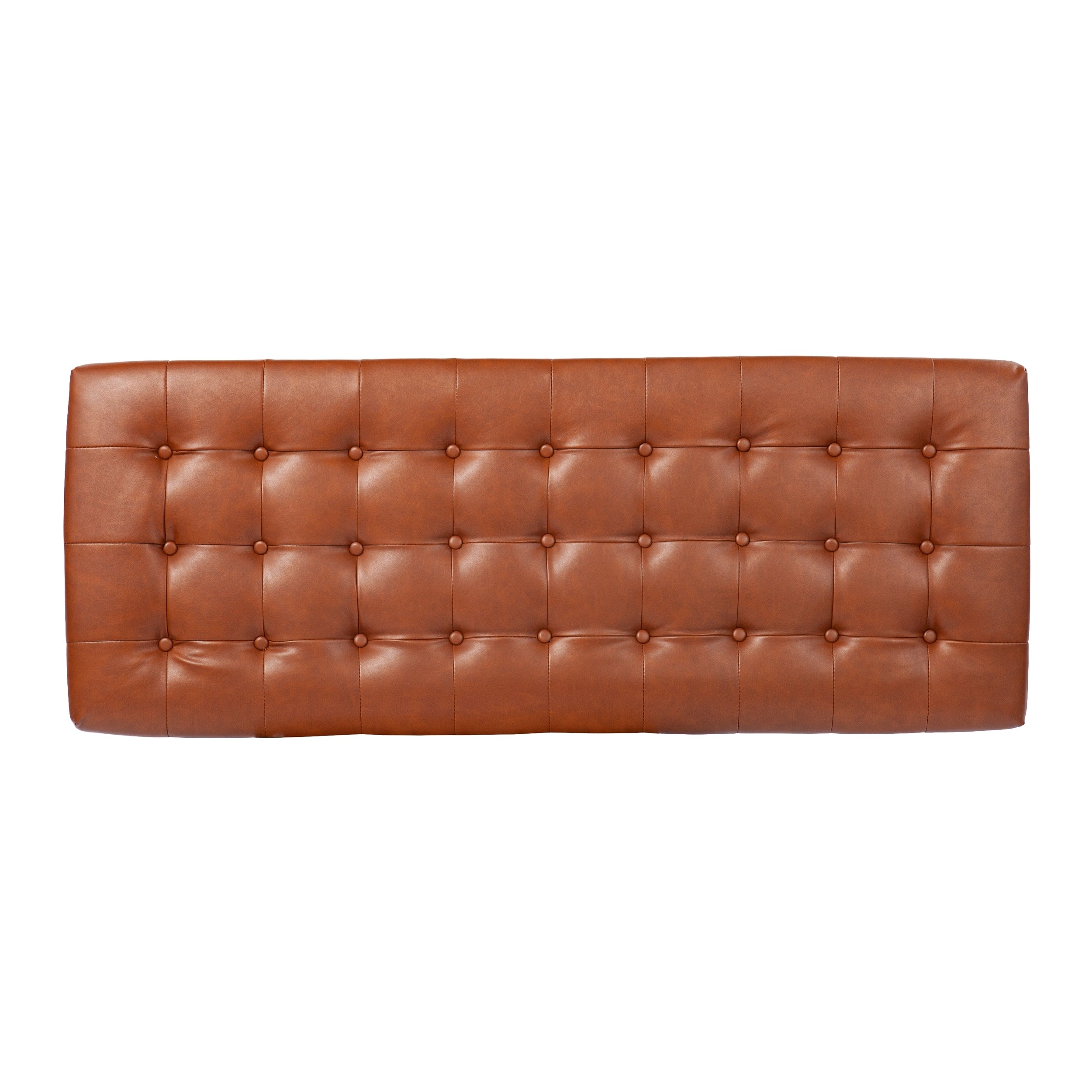 Healy Teal Faux Leather Tufted Bench Overstock