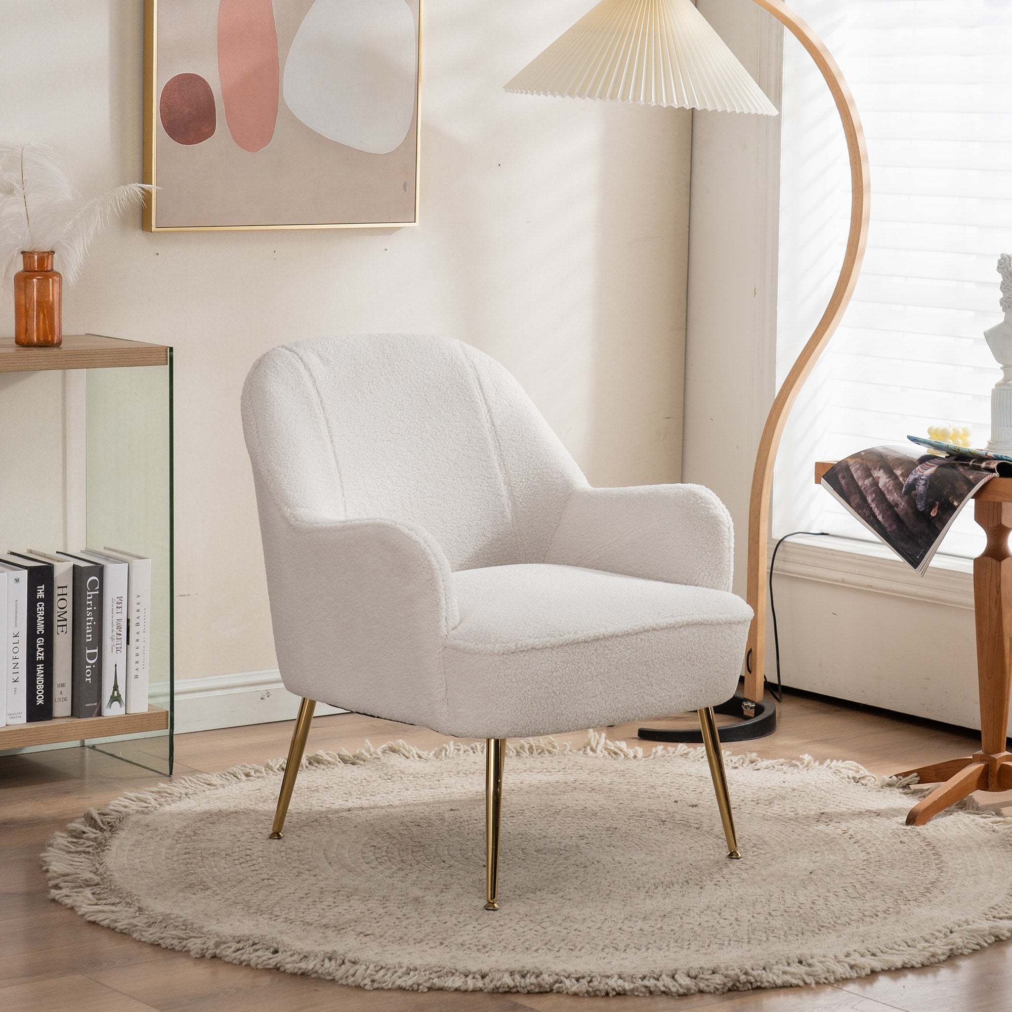 Ivory accent chair with gold legs store