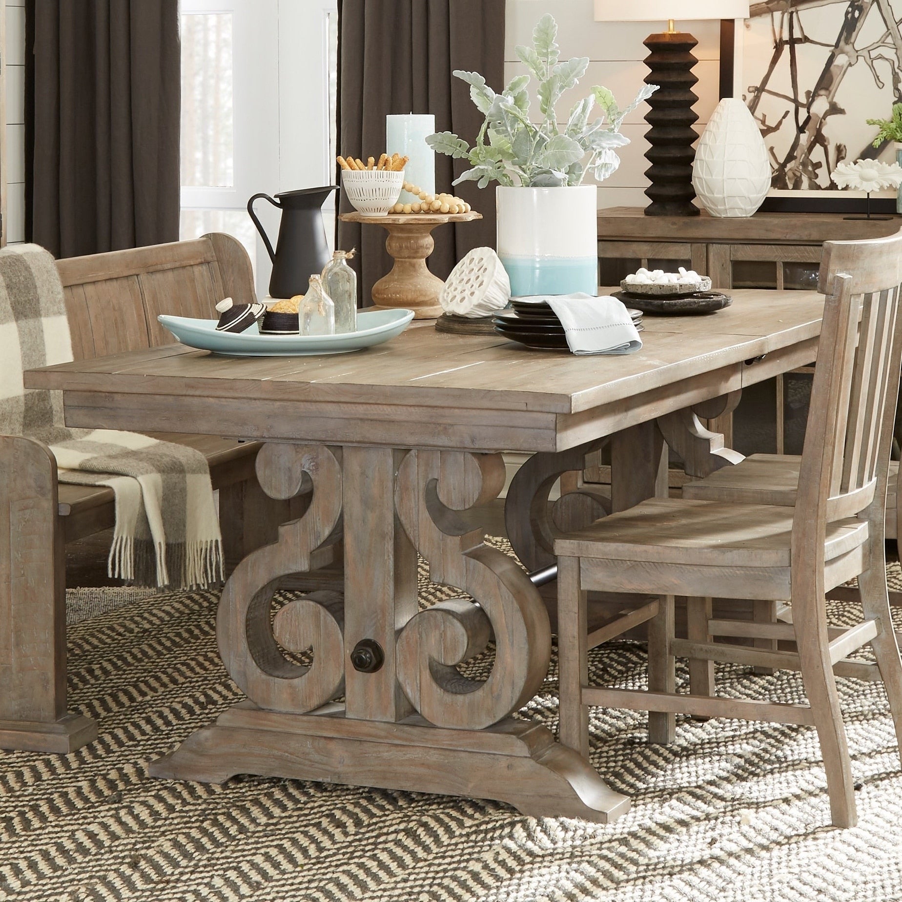 The Gray Barn Manderley Dove Tail Grey Dining Table dove tail grey