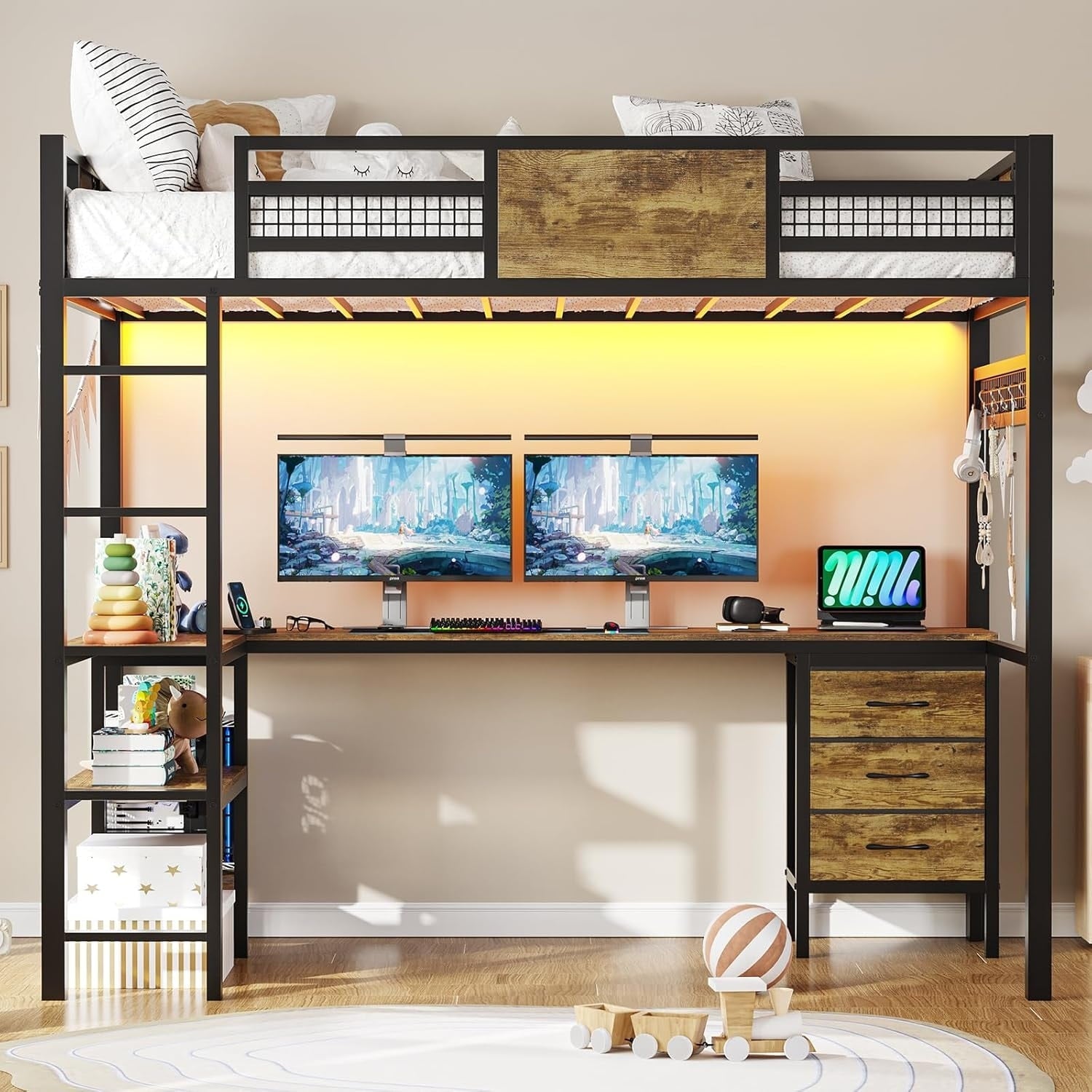 Loft bed with entertainment center store