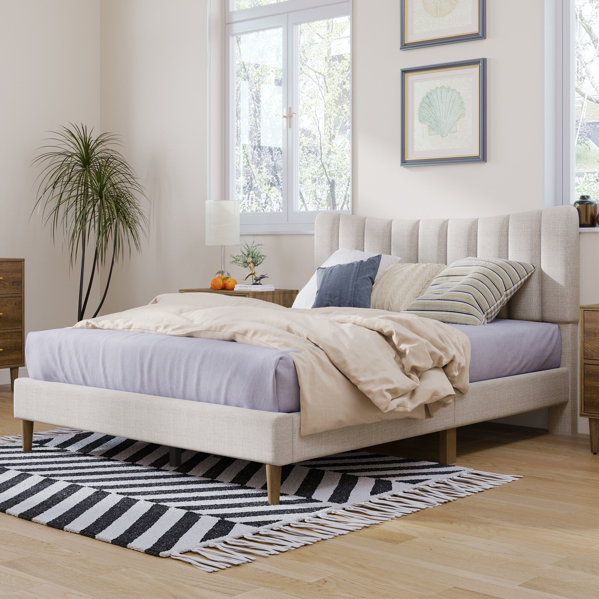 Delahunt tufted arch upholstered platform bed store